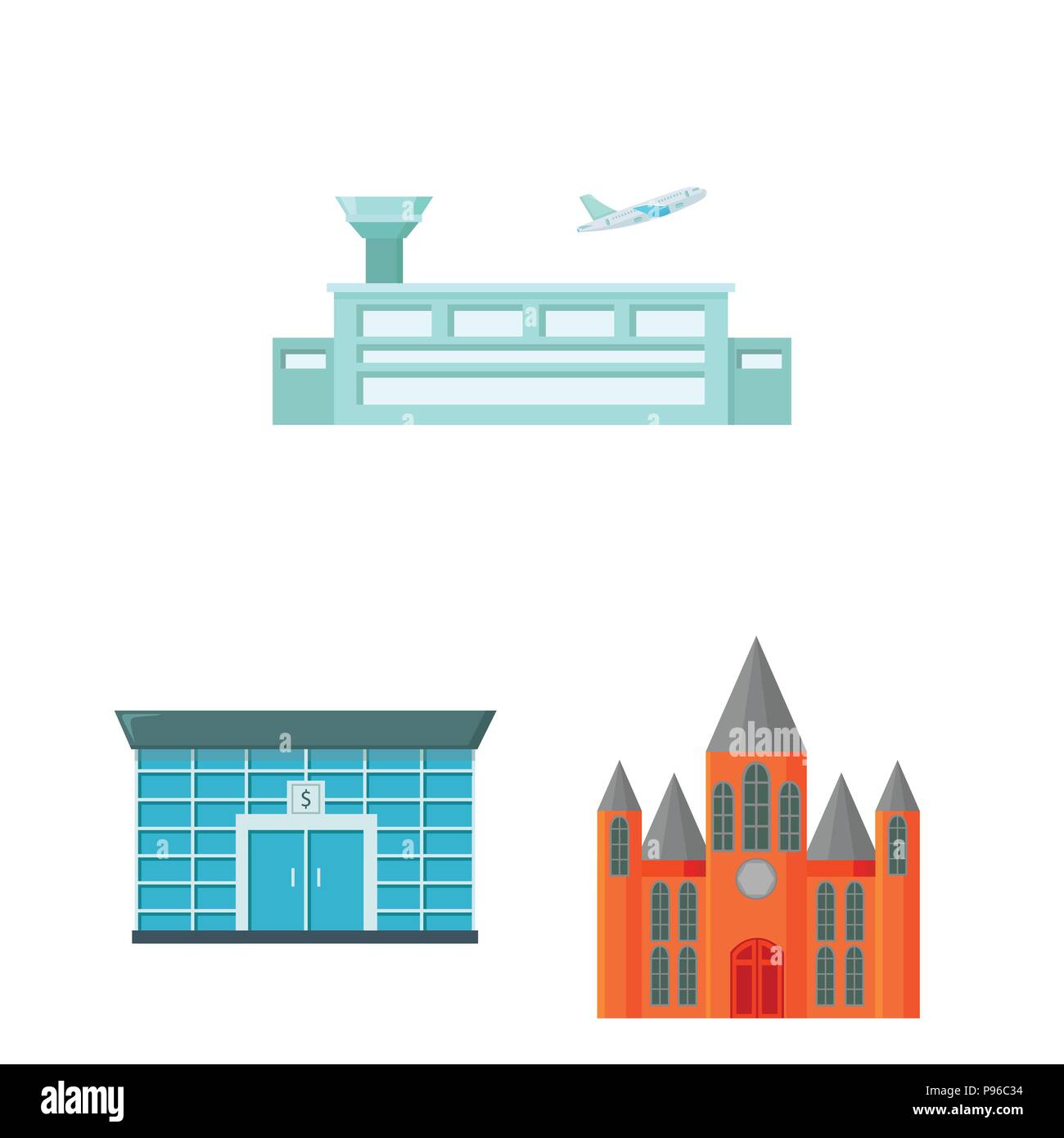 Building and architecture cartoon icons in set collection for design ...