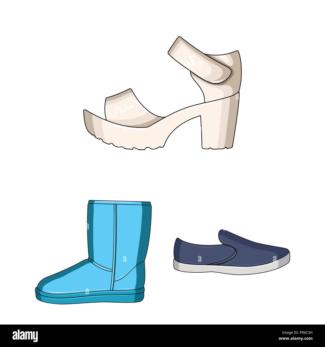 Different shoes cartoon icons in set collection for design. Men and ...