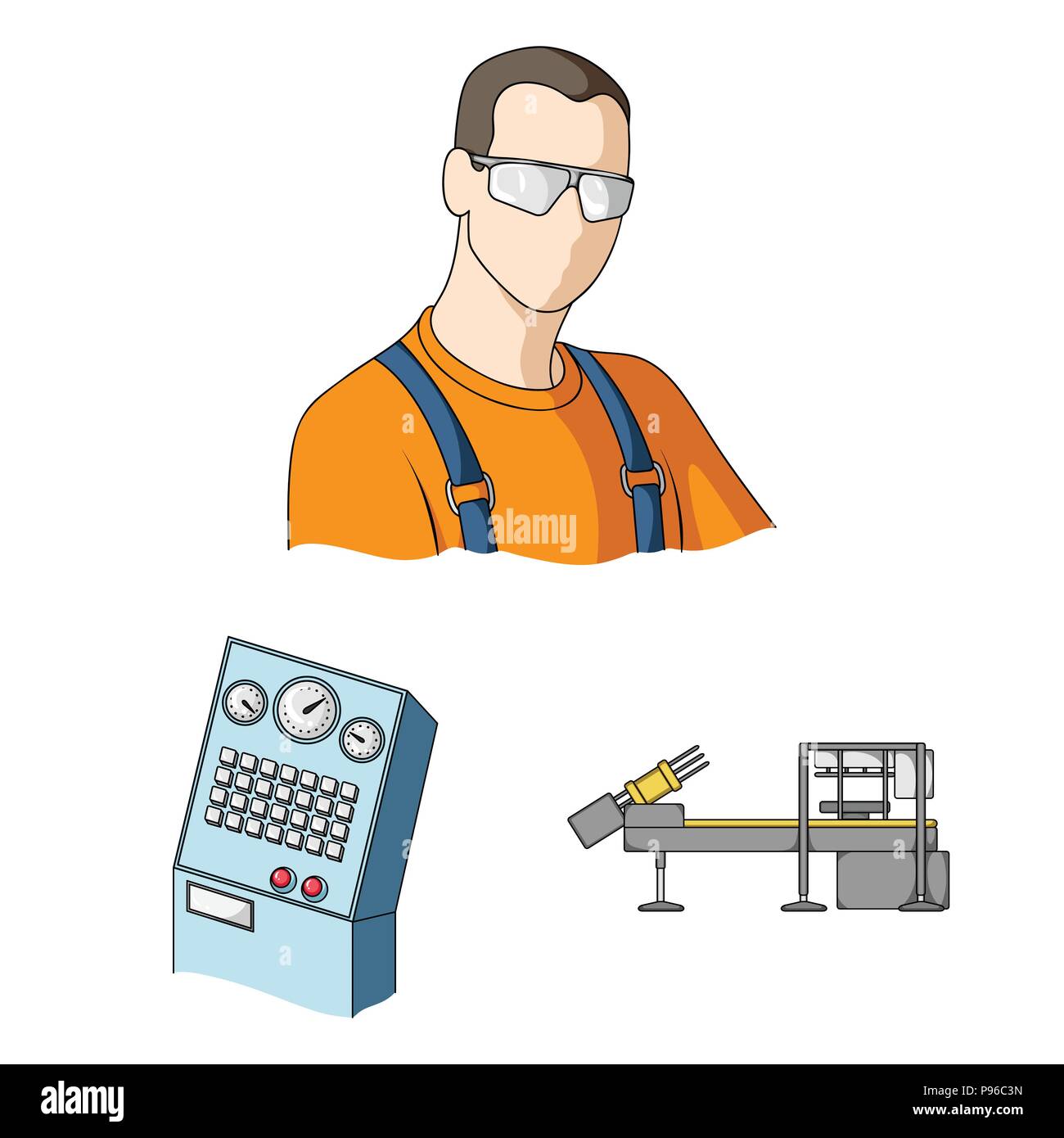 Equipment and machine cartoon icons in set collection for design ...