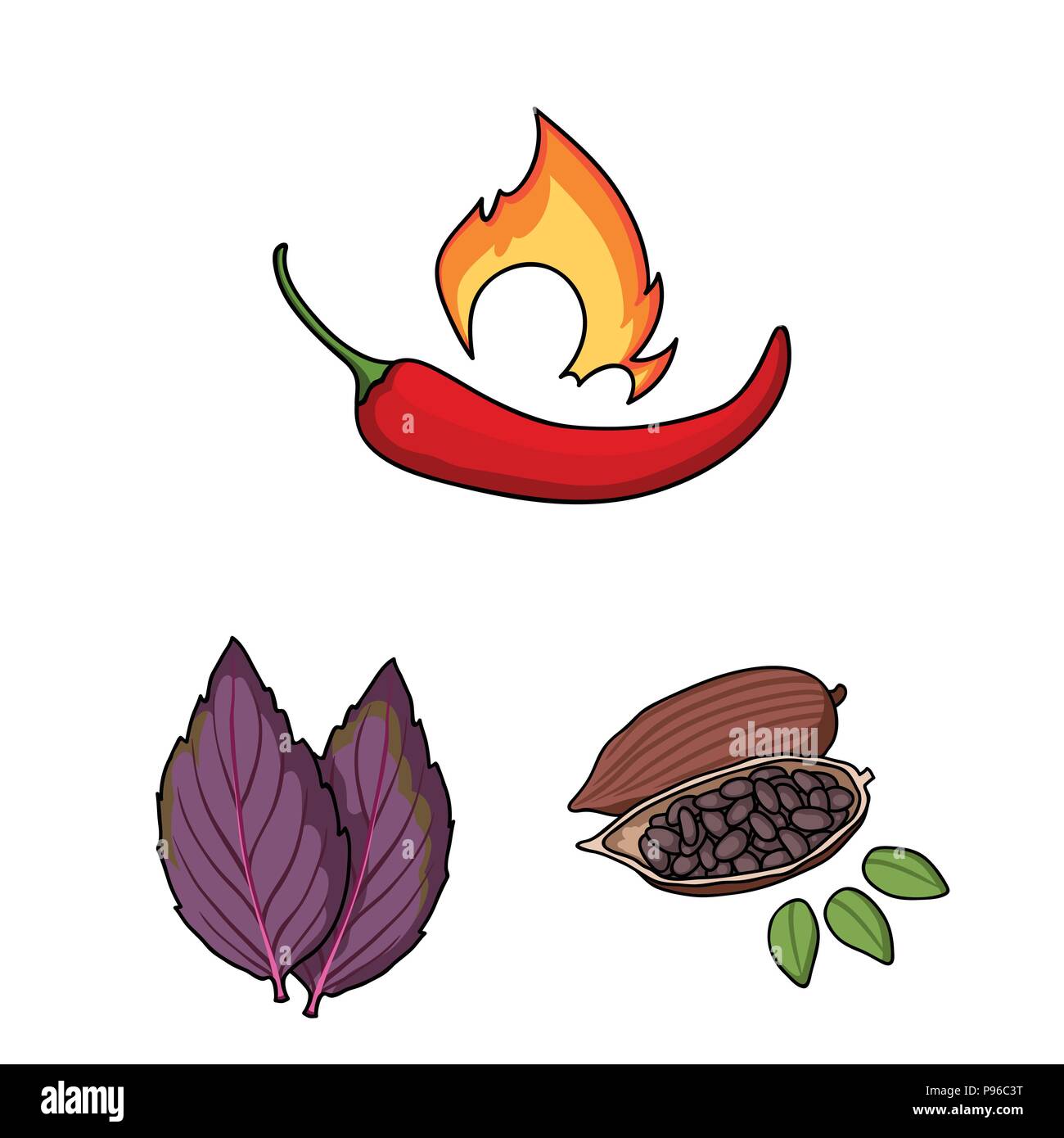 Herb and spices cartoon icons in set collection for design.Different ...