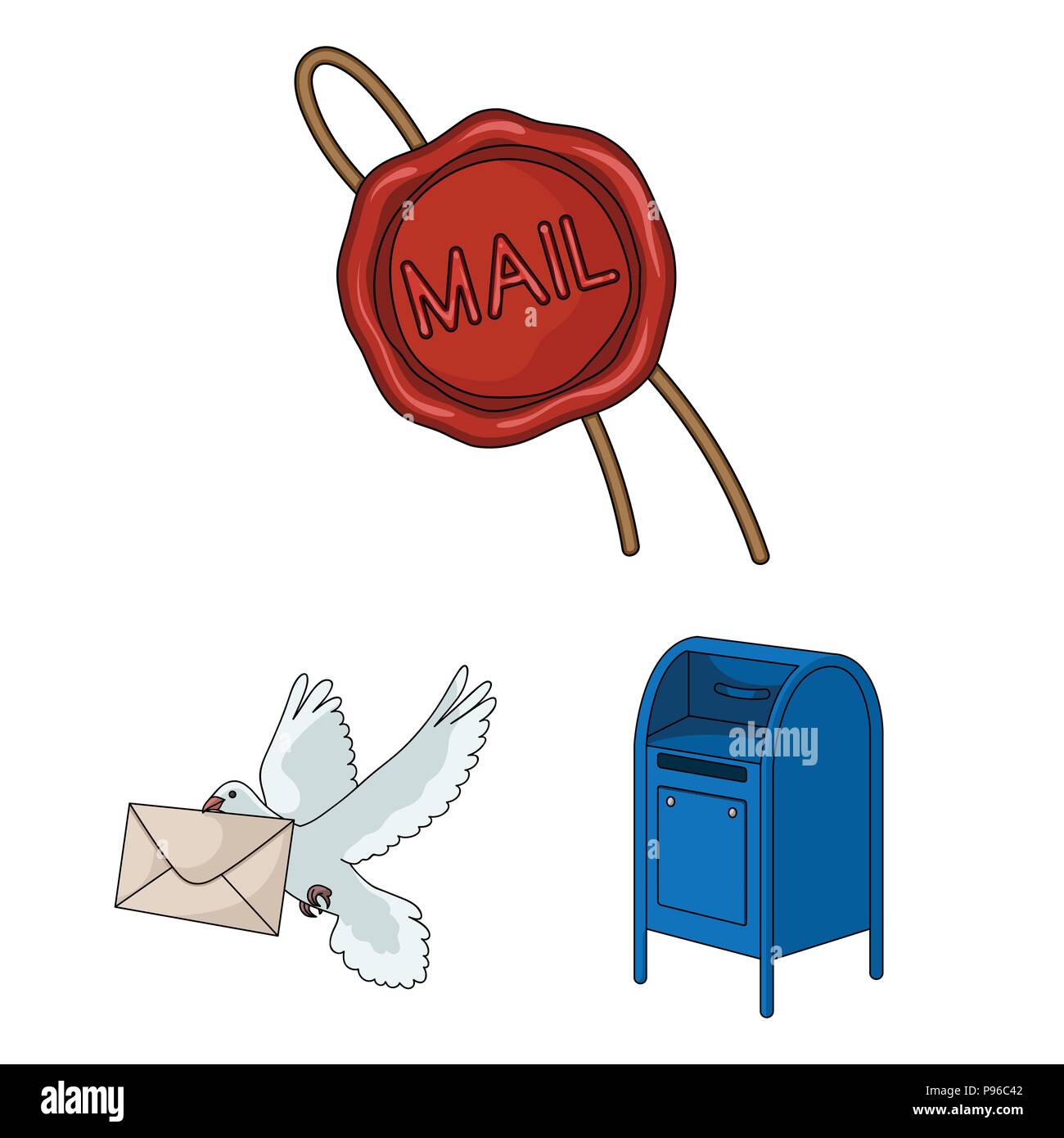 Mail and postman cartoon icons in set collection for design. Mail and ...