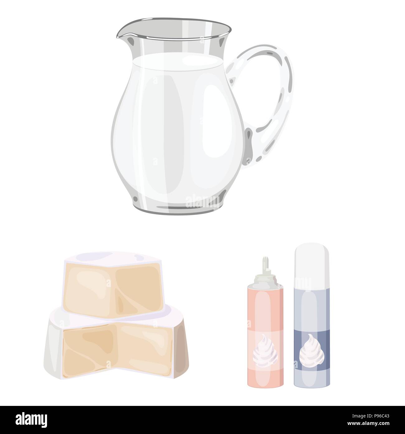 Milk product cartoon icons in set collection for design.Milk and food ...