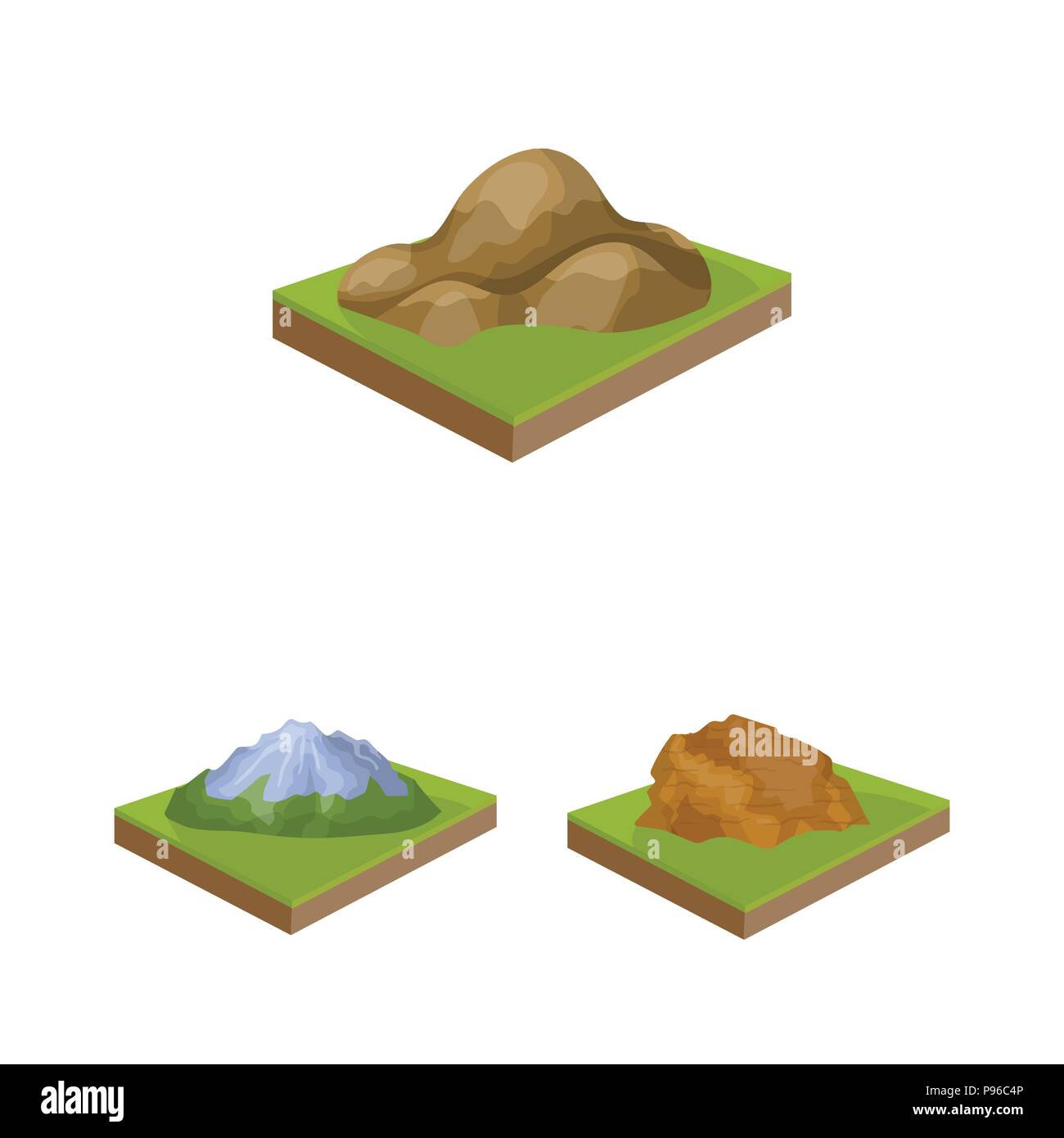 Mountains, massive cartoon icons in set collection for design. The ...