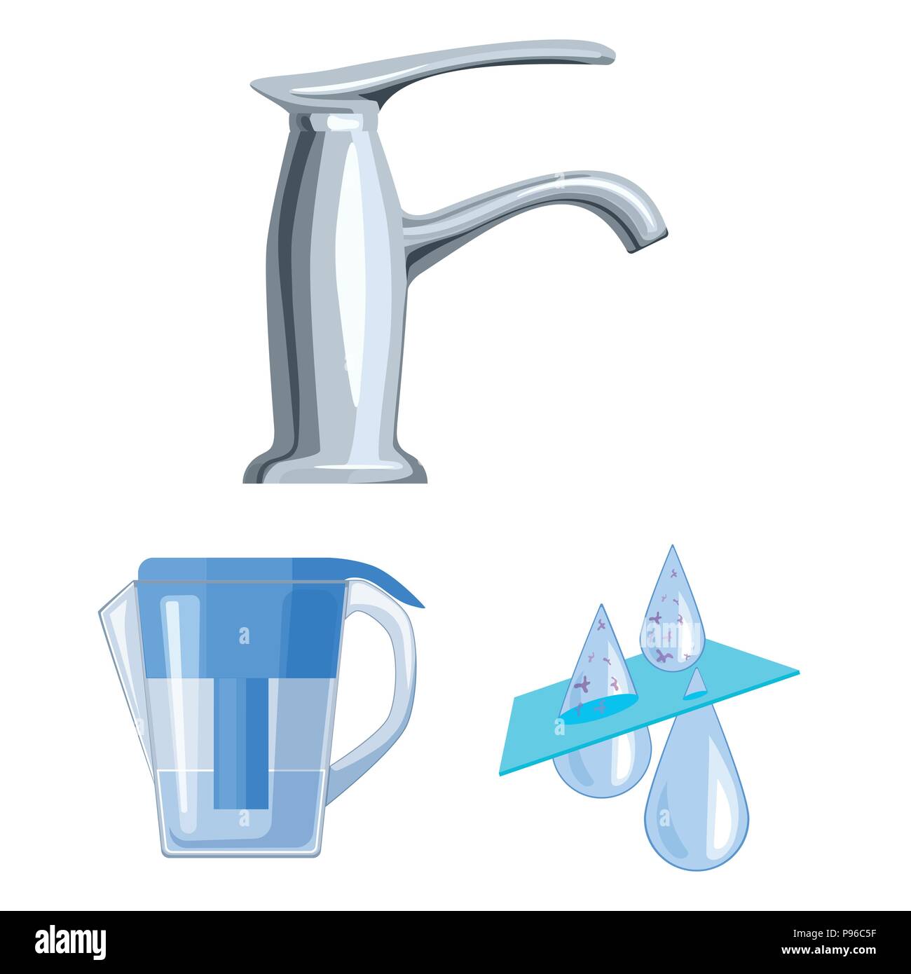 Water filtration system cartoon icons in set collection for design ...