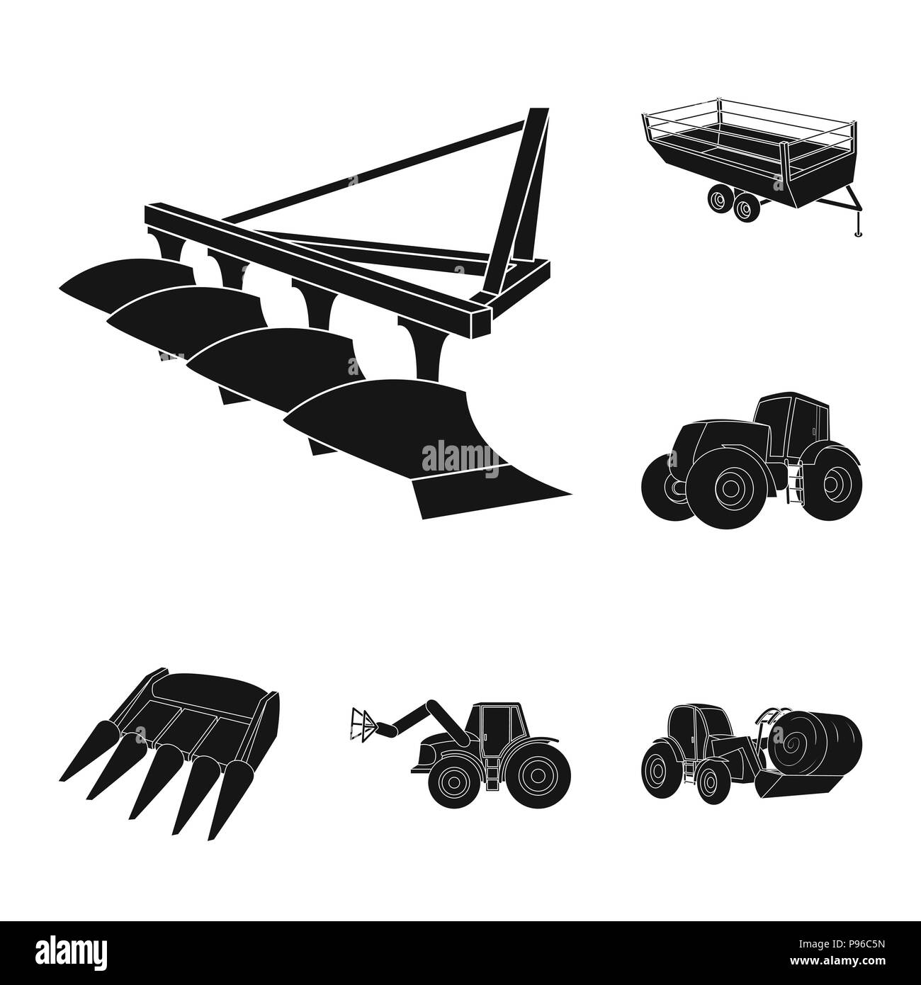 Agricultural machinery black icons in set collection for design ...