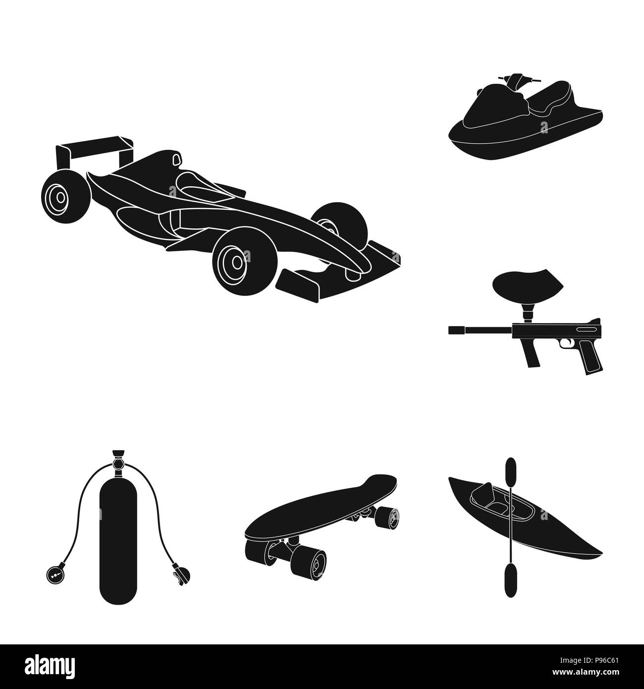 Extreme sport black icons in set collection for design.Different kinds ...
