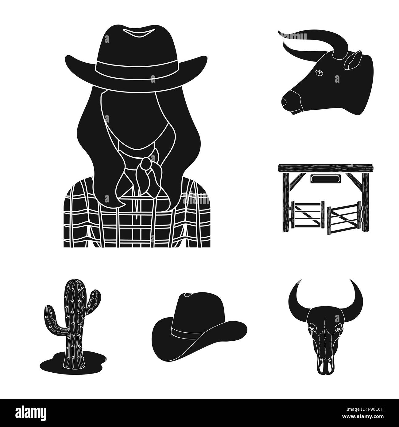 Rodeo, competition black icons in set collection for design. Cowboy and ...