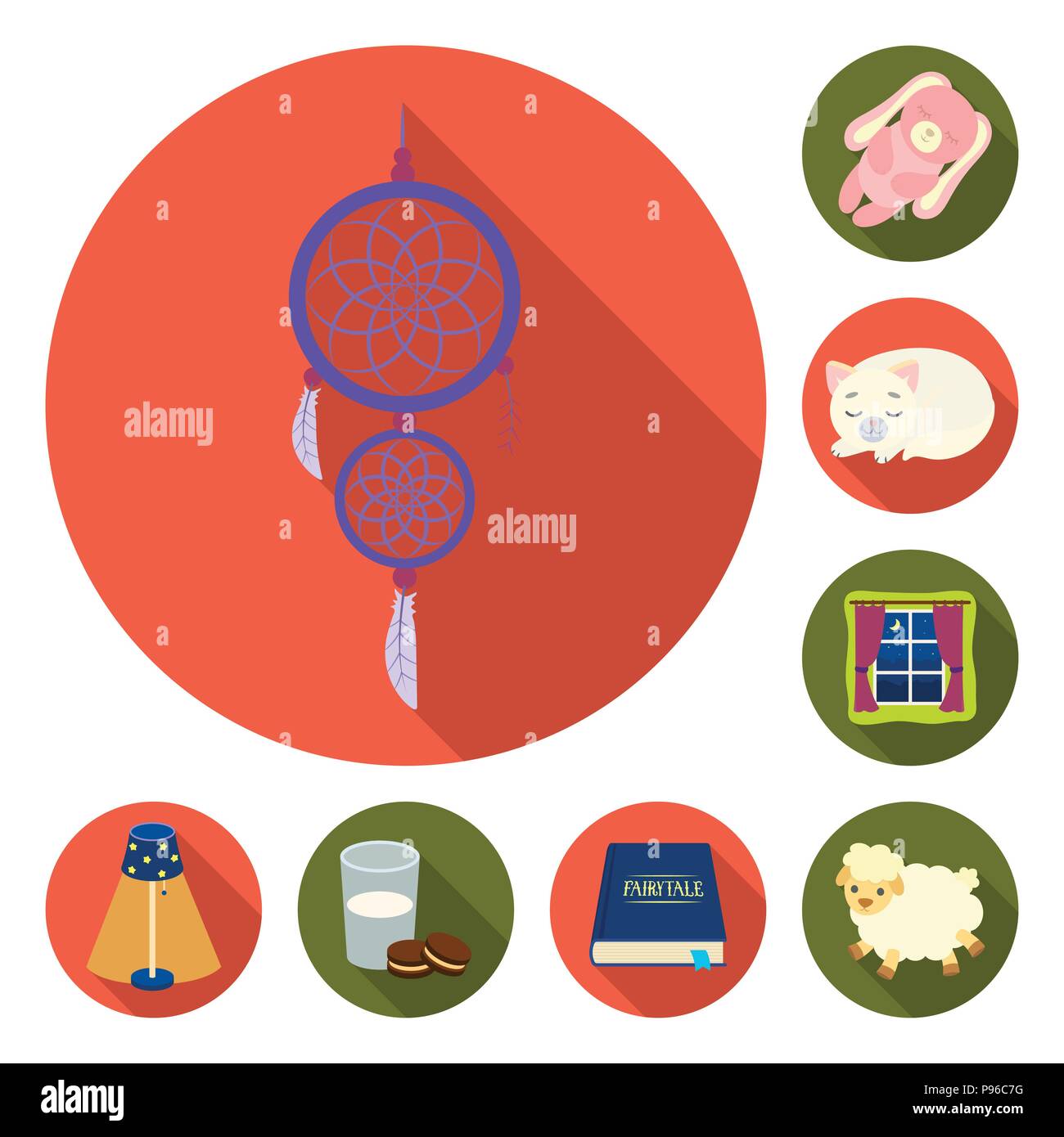 Rest and sleep flat icons in set collection for design. Accessories and ...