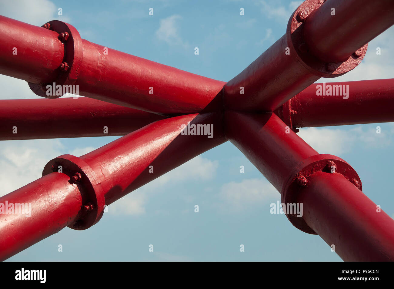 steel supporting beams of the ArcelorMittal Orbit Tower in the Queen ...
