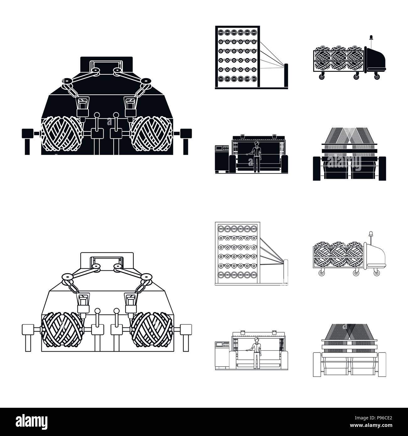 Machine, equipment, spinning, and other icon in black,outline style ...