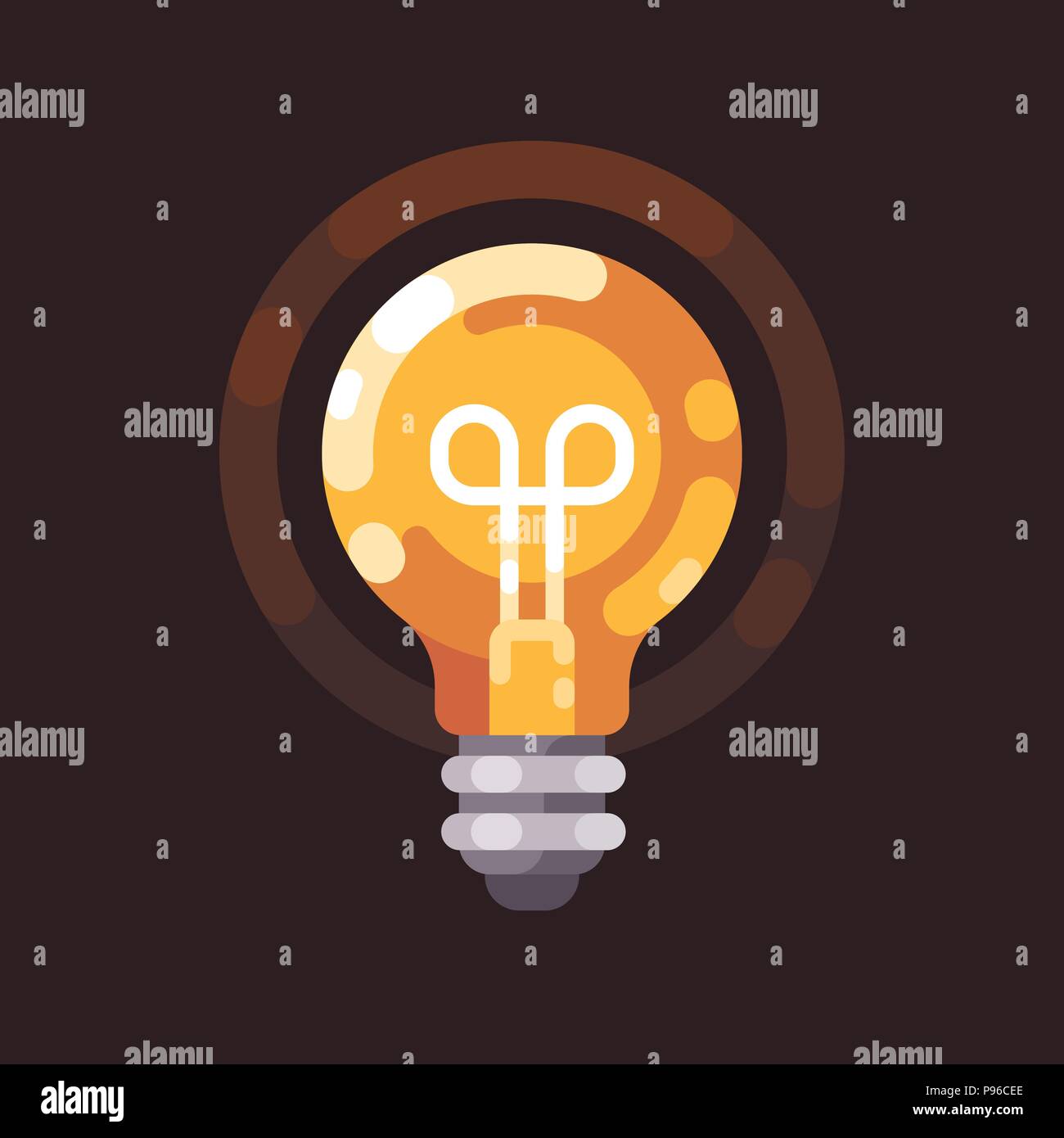 Light bulb shining in the dark flat illustration Stock Vector Image ...