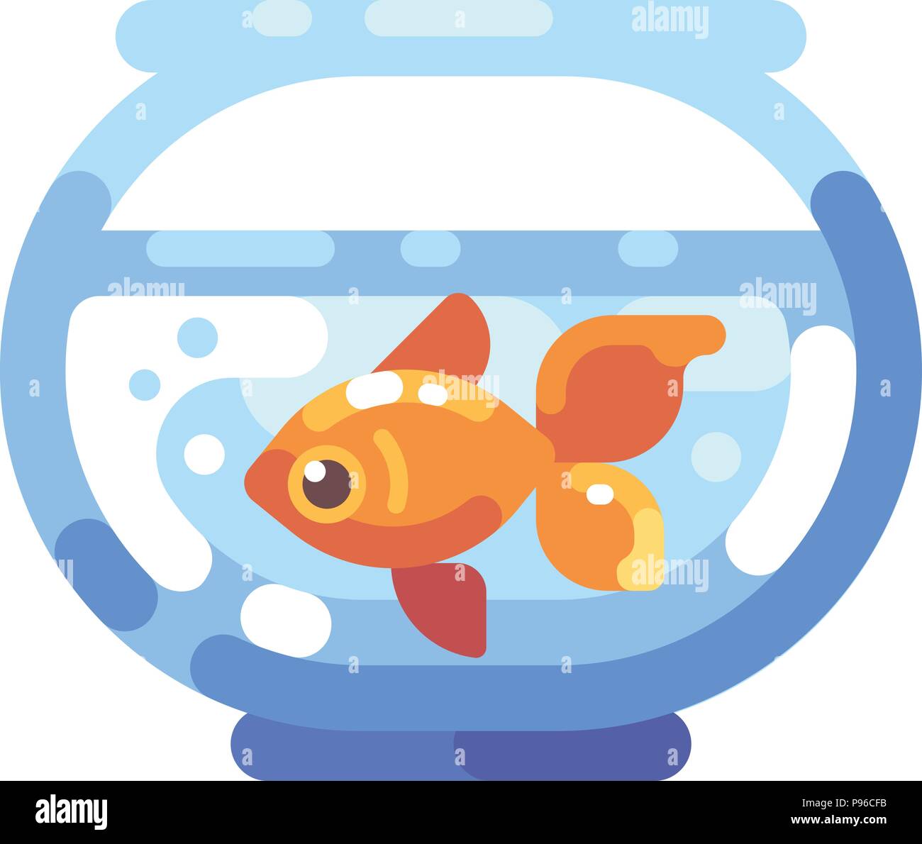 Fish tank flat icon. Round aquarium with goldfish flat illustration Stock Vector Image & Art - Alamy