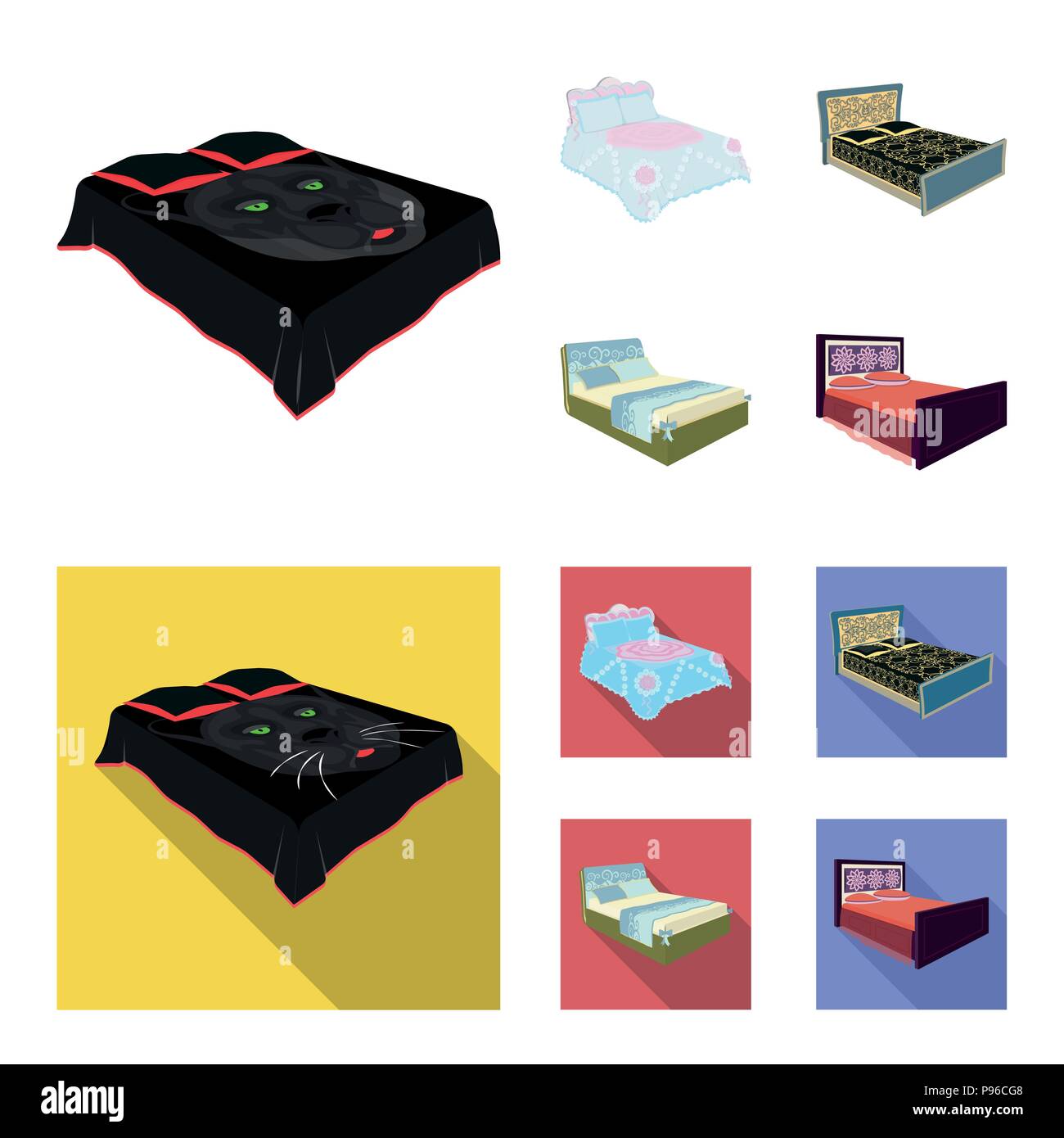 Different beds cartoon,flat icons in set collection for design ...