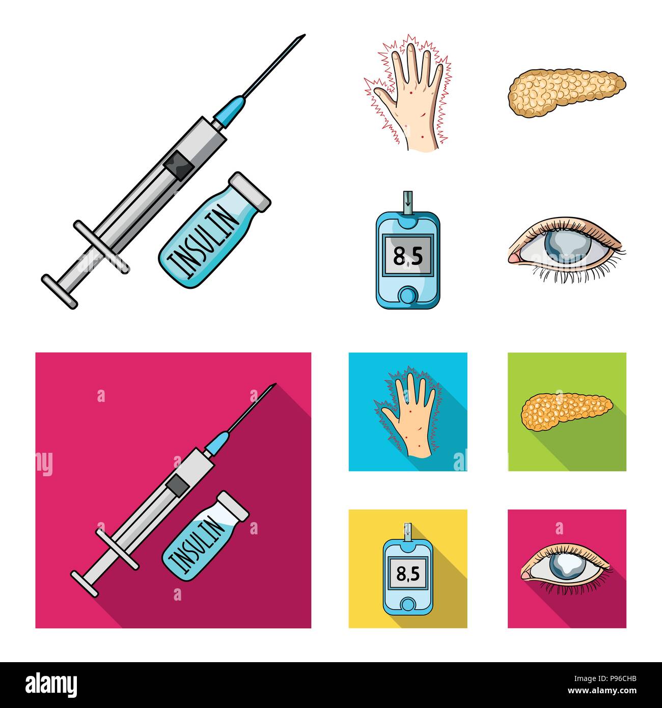 Syringe With Insulin Pancreas Glucometer Hand Diabetic Diabet Set
