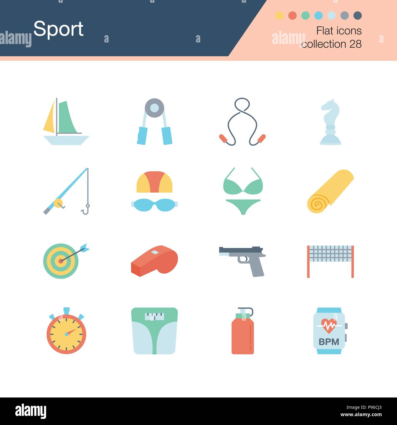 Sport icons. Flat design collection 28. For presentation, graphic ...
