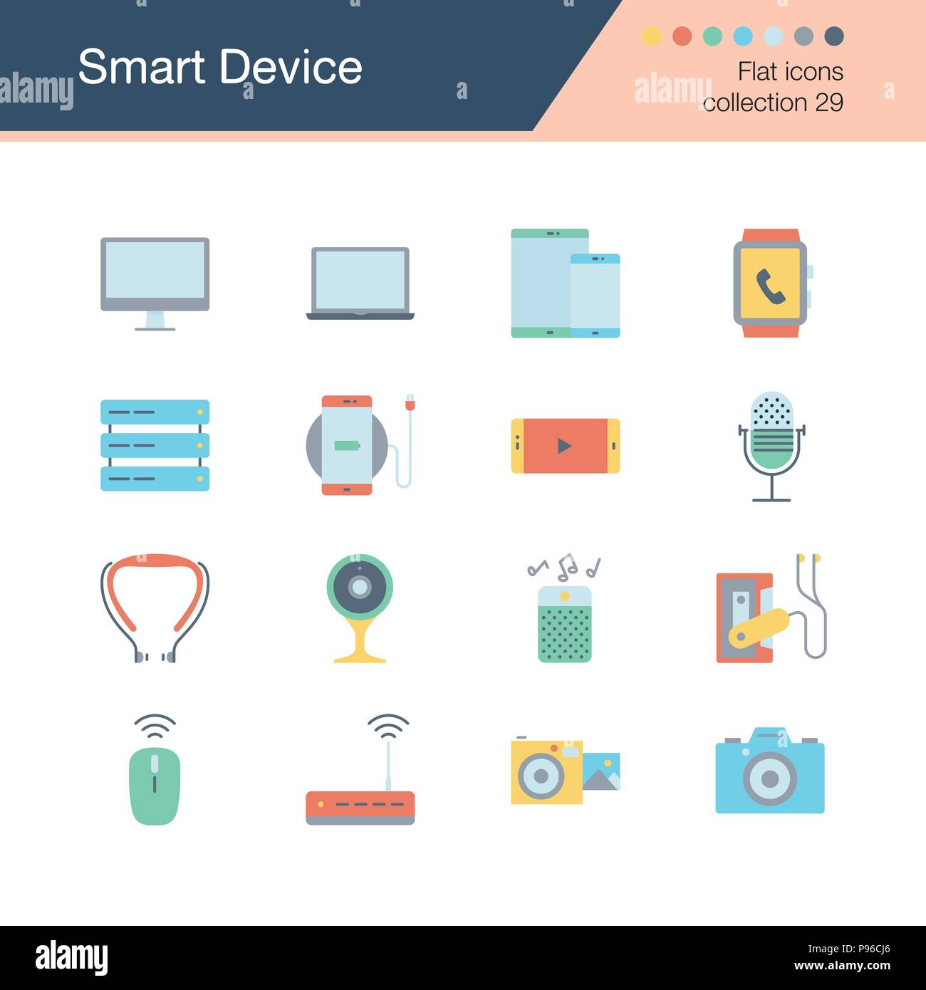 Smart Device icons. Flat design collection 29. For presentation ...