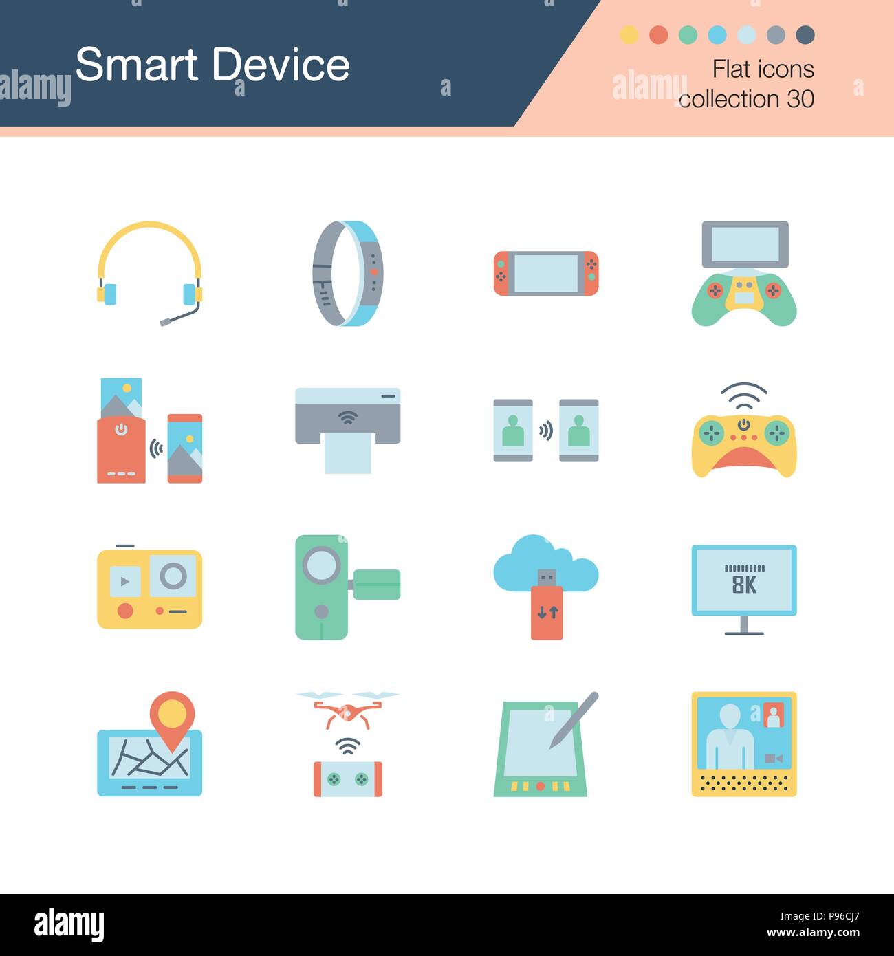 Smart Device icons. Flat design collection 30. For presentation ...