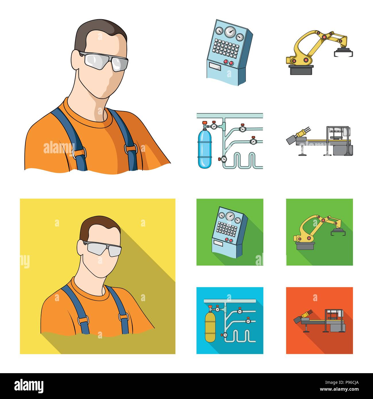 Modern equipment and other icon in cartoon,flat style.Machine tools and ...