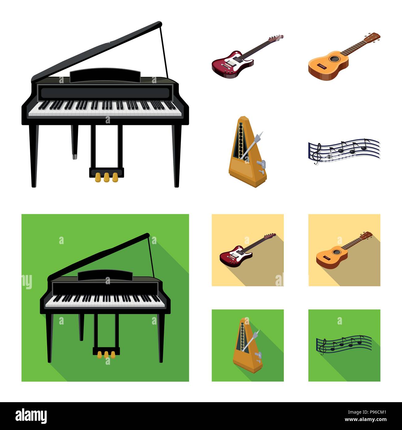 Musical instrument cartoon,flat icons in set collection for design ...