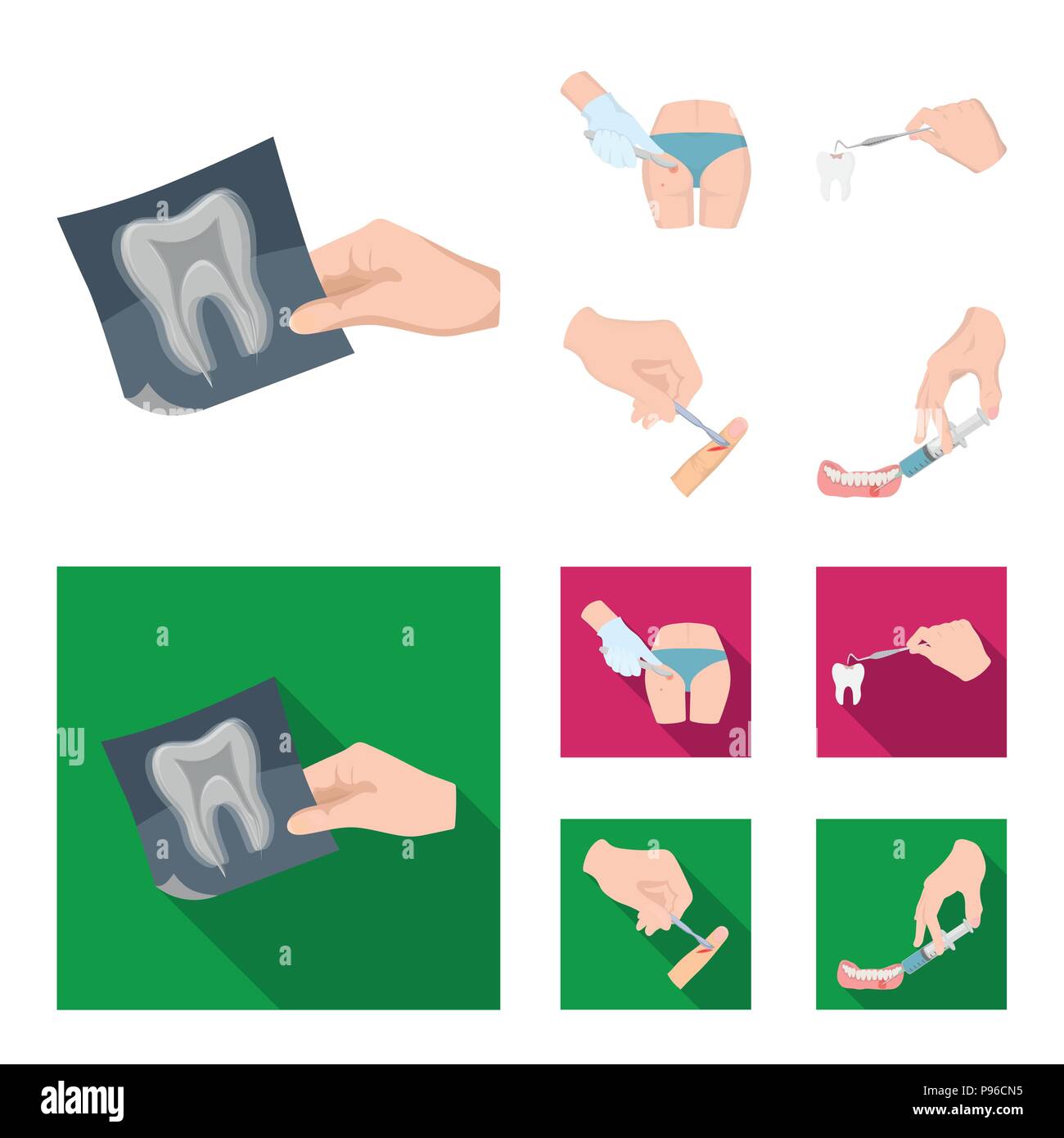 Tooth, X-ray, instrument, dentist and other icon in cartoon,flat style ...