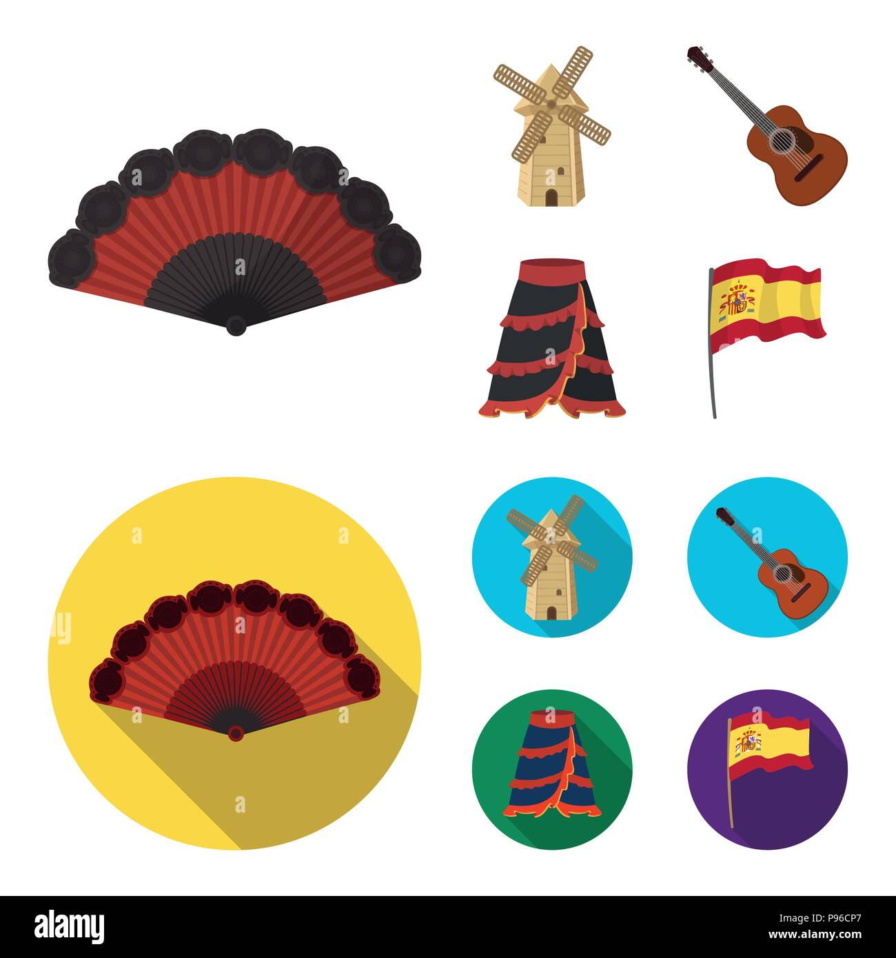 Spanish fan icon in cartoon hi-res stock photography and images - Alamy