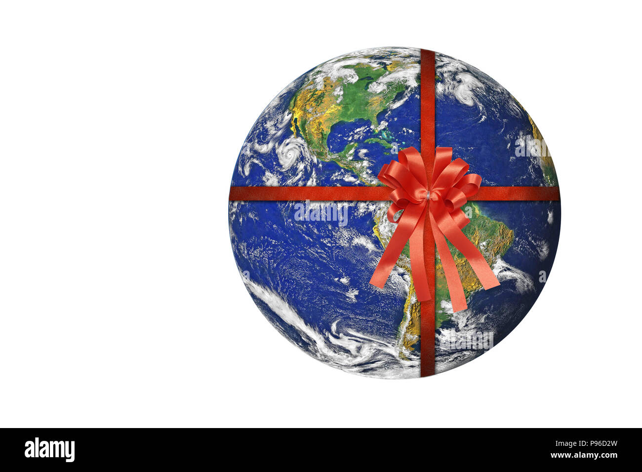 Planet Earth with red ribbon - Elements of this image furnished by NASA ...