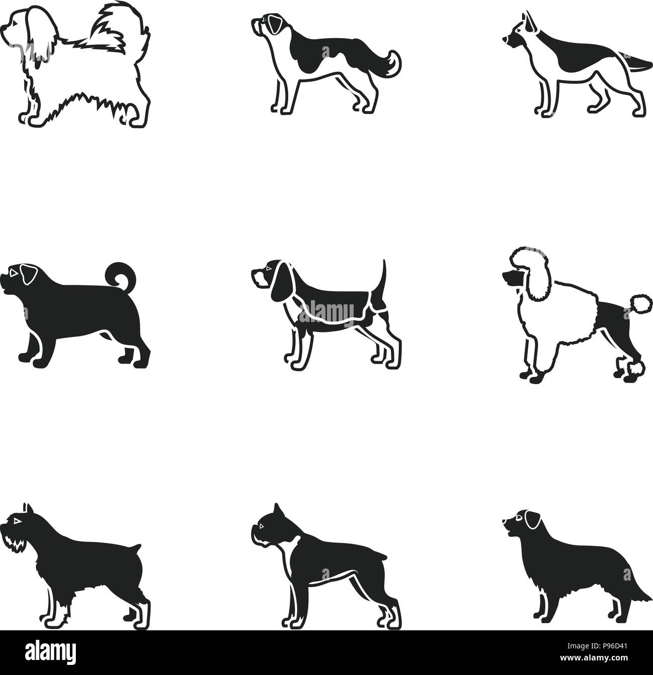Dog breeds set icons in black style. Big collection of dog breeds ... Dog breeds set icons in black style. Big collection of dog breeds ...