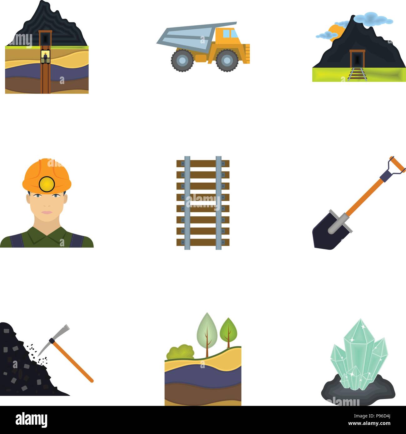 Mine set icons in cartoon style. Big collection of mine vector symbol ...