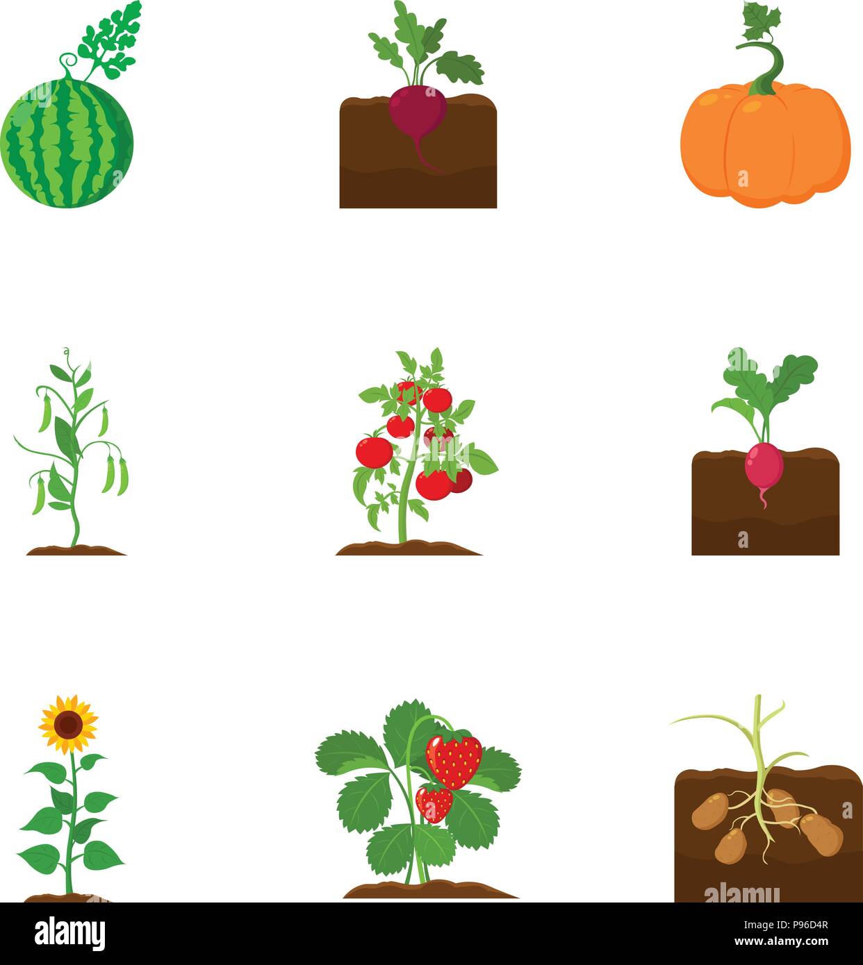 Plant set icons in cartoon style. Big collection of plant vector symbol ...