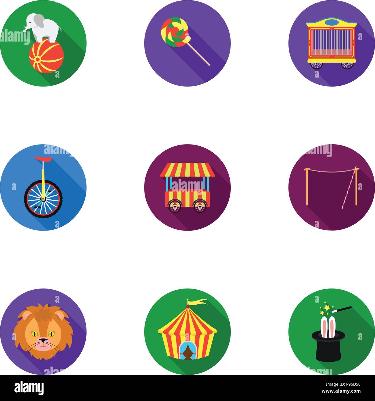 Circus set icons in flat style. Big collection of circus vector symbol ...