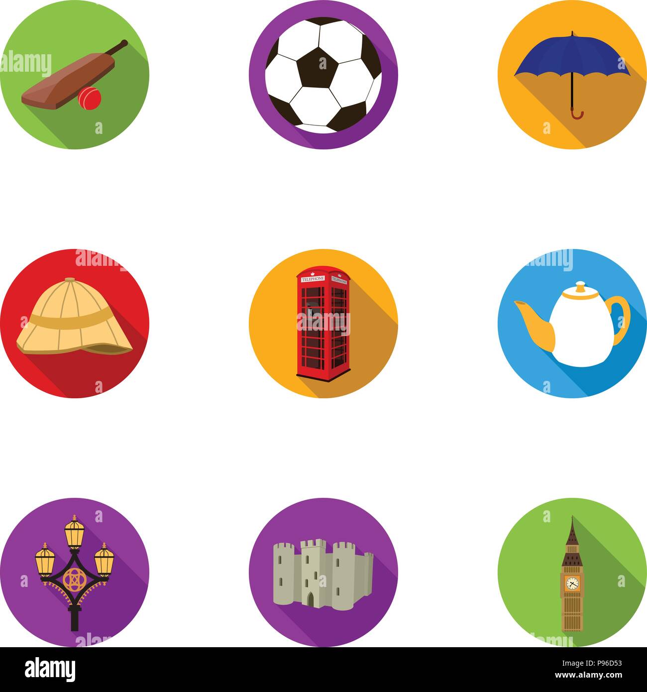 England country set icons in flat design. Big collection of England ...