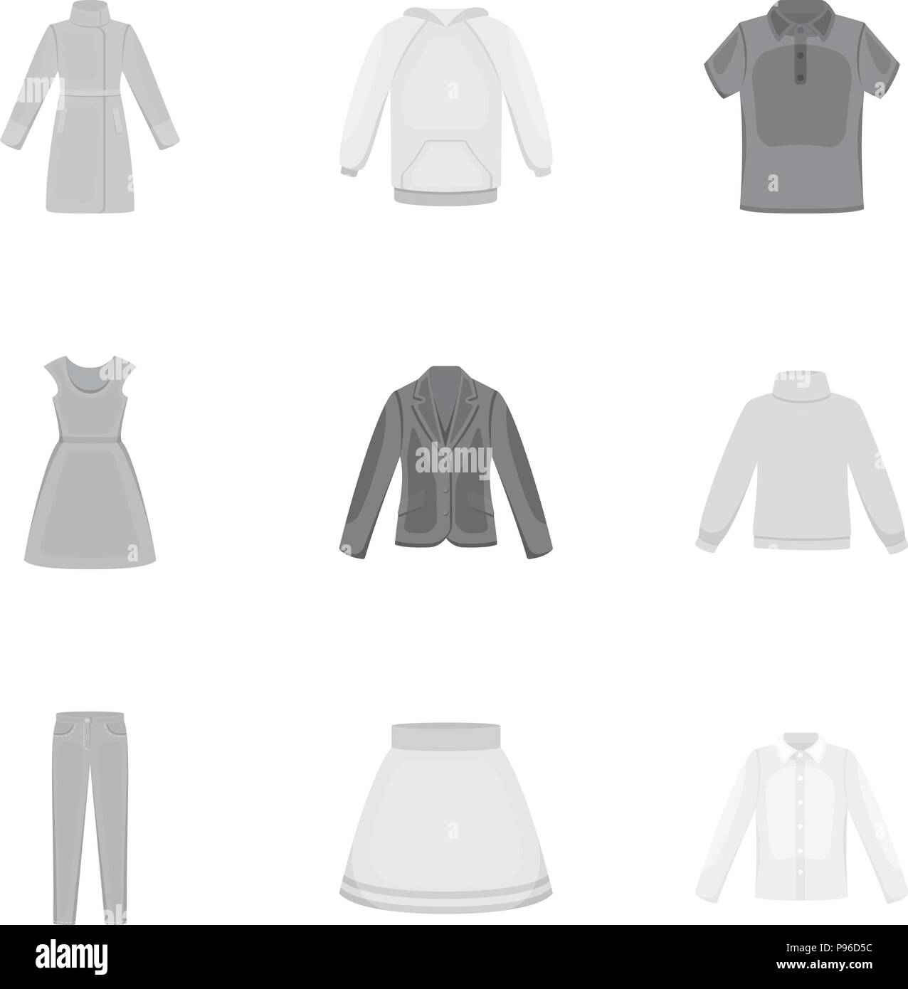Clothes set icons in monochrome style. Big collection of clothes vector ...