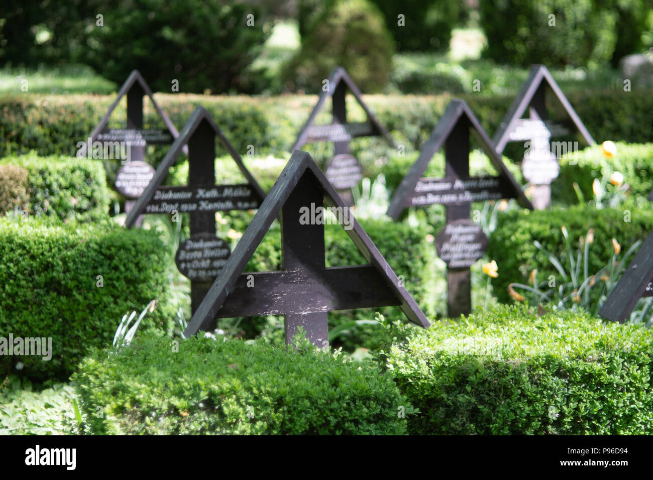Wooden crosses in a woodland cemetery in germany Stock Photo - Alamy