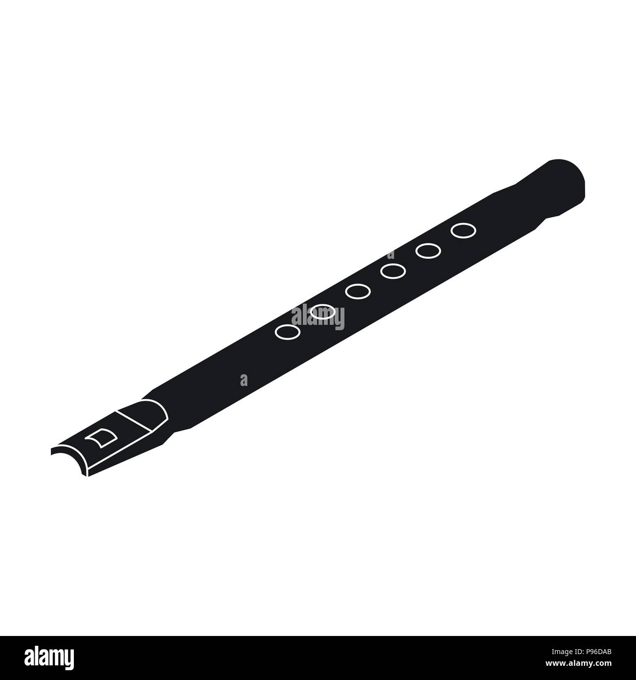 Wooden flute icon in black design isolated on white background. Musical ...