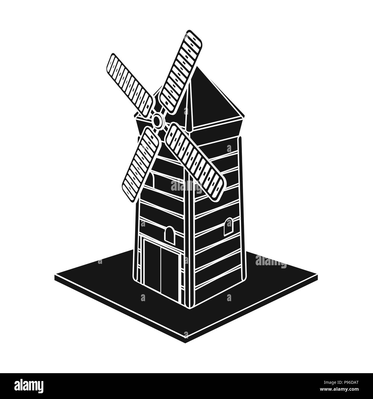 Windmill, single icon in black style.Windmill vector symbol stock ...
