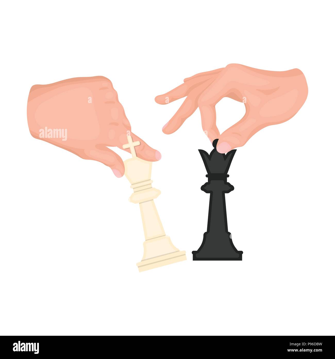 Hands holding chess pieces. Chess single icon in cartoon style vector ...