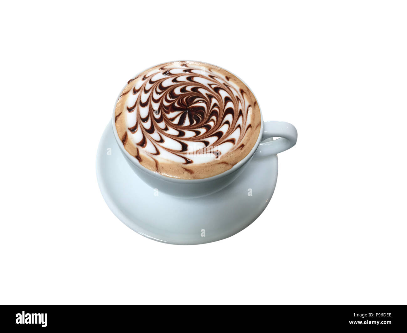 cup of mocha coffee with foam isolated on white, top view Stock Photo ...