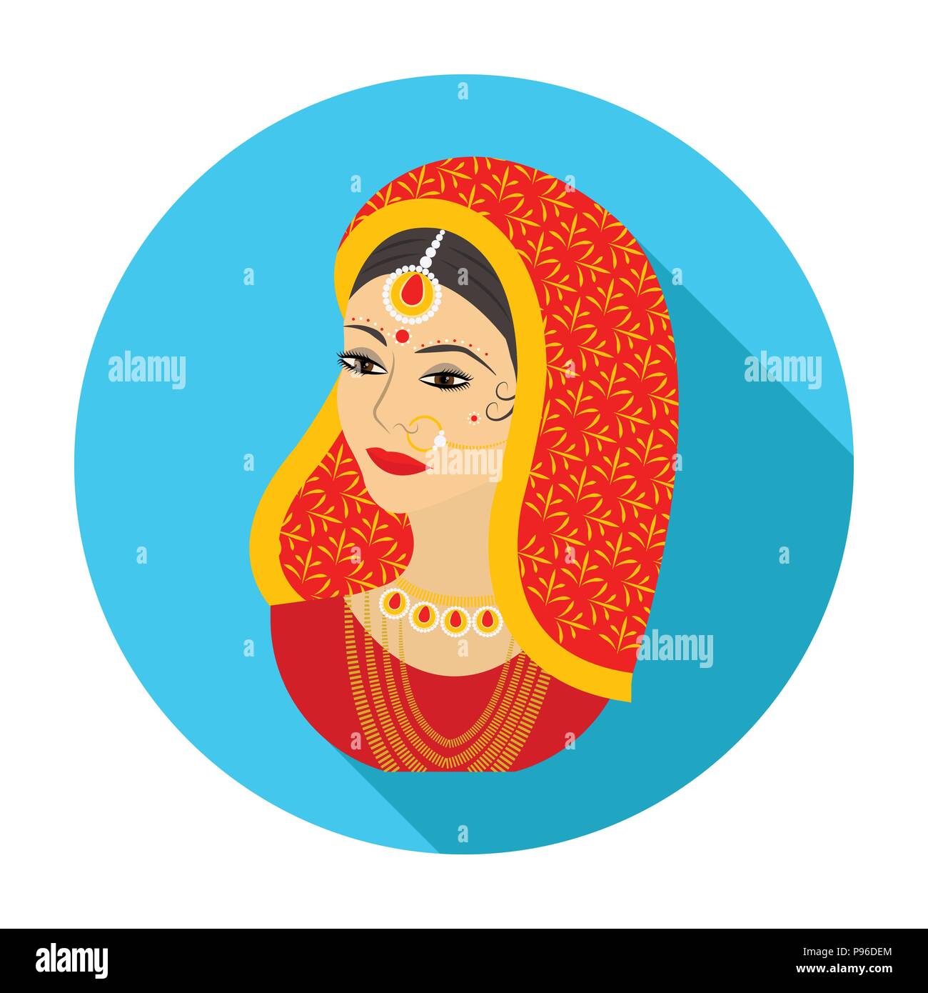 Indian woman icon in flat style isolated on white background. India ...