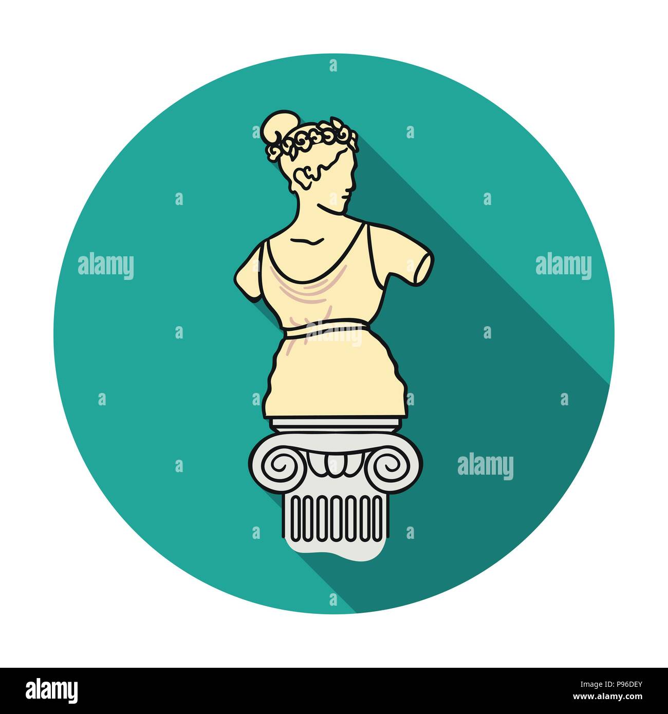 Statue icon in flat style isolated on white background. Museum symbol ...