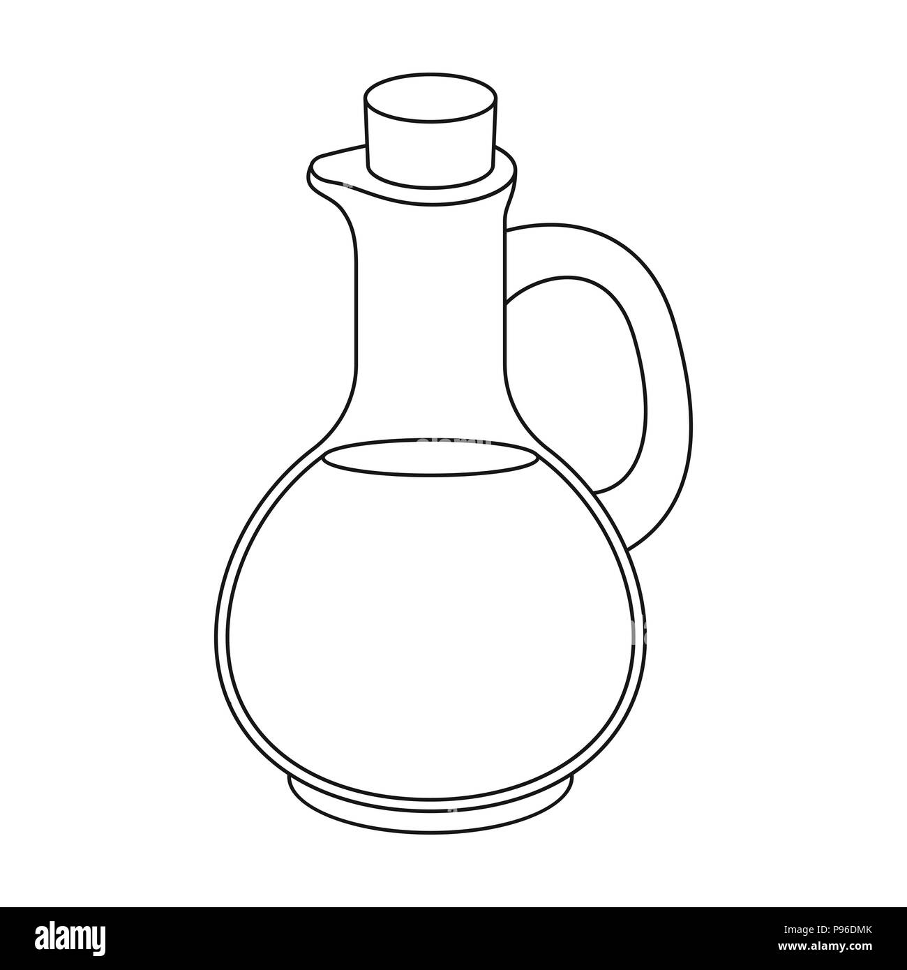 Pitcher with olive oil.Olives single icon in outline style vector ...