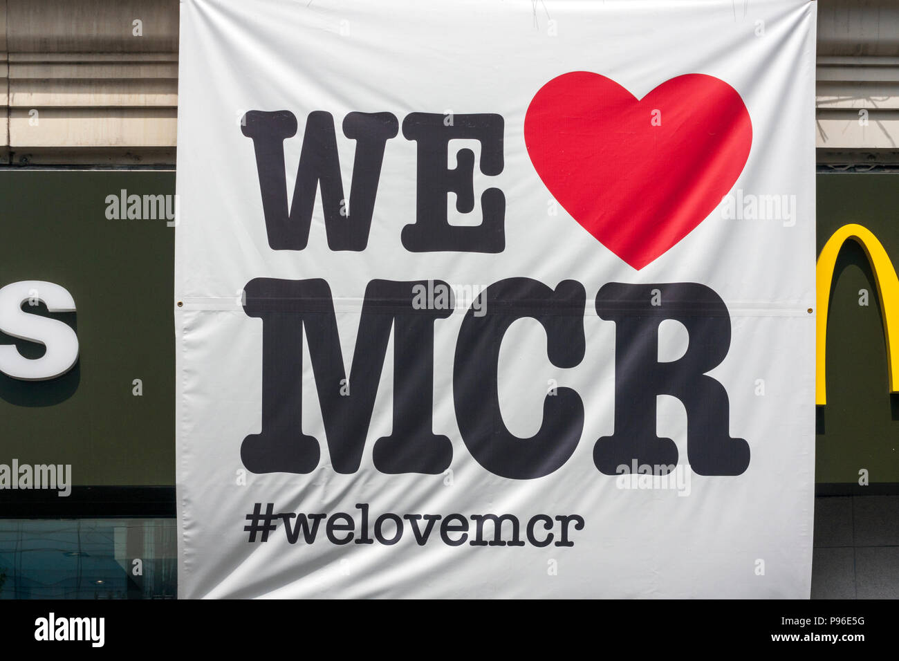 We Love MCR Banner Stock Photo - Alamy