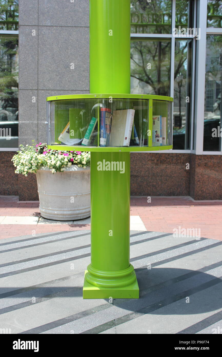 Free library with an attractive design at the Monument Circle street ...