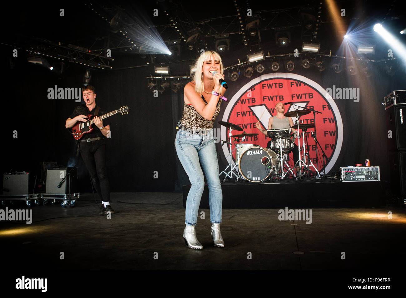Denmark, Roskilde - July 7, 2018. The English punk-pop band Yonaka ...
