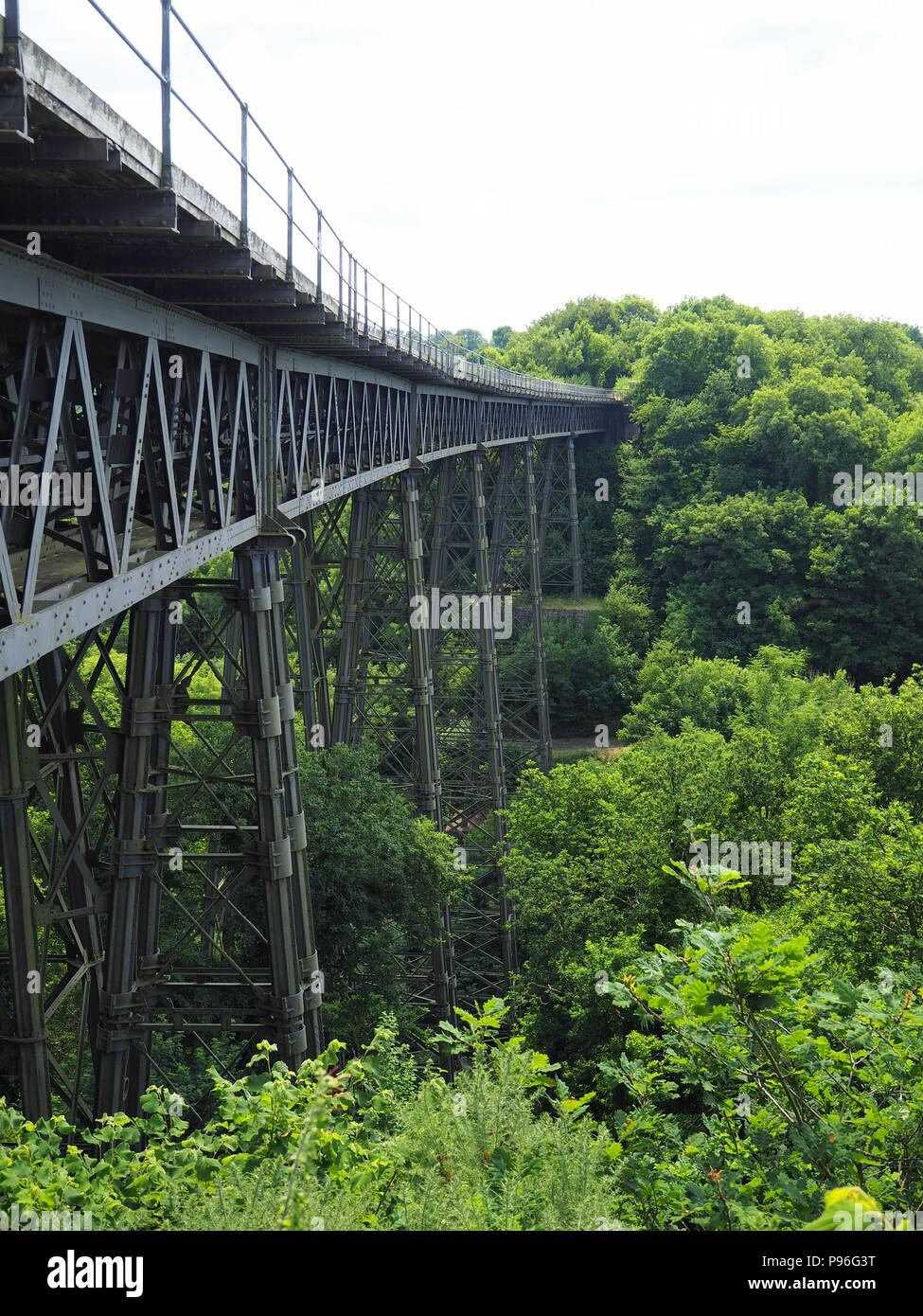 Victorian wrought iron Meldon Viaduct, disused railway line and part of ...