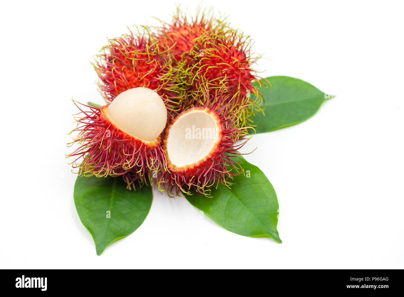 Fresh rambutan group isolated on white background Stock Photo - Alamy