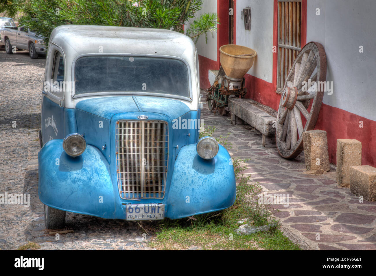Antique Ford Pickup Truck in Armadillo de los Infantes Stock Photo - Alamy