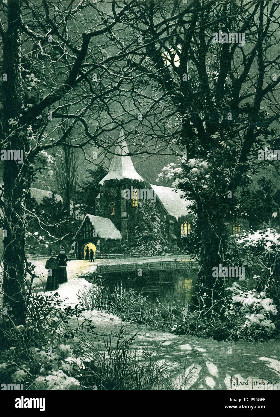 Christmas Eve, a vintage illustration by Holland Tringham (1861-1908 ...