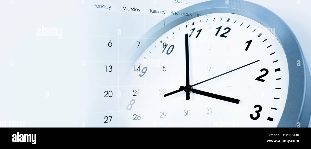Clock face and calendar composite Stock Photo - Alamy