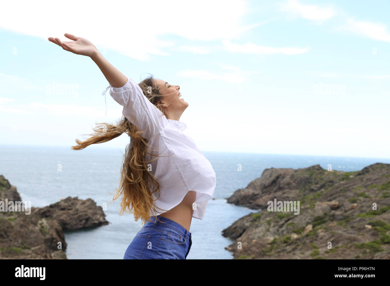 Well being wind woman hi-res stock photography and images - Alamy