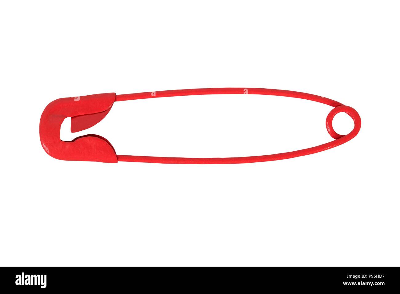 Closed red safety pin isolated on white background Stock Photo - Alamy